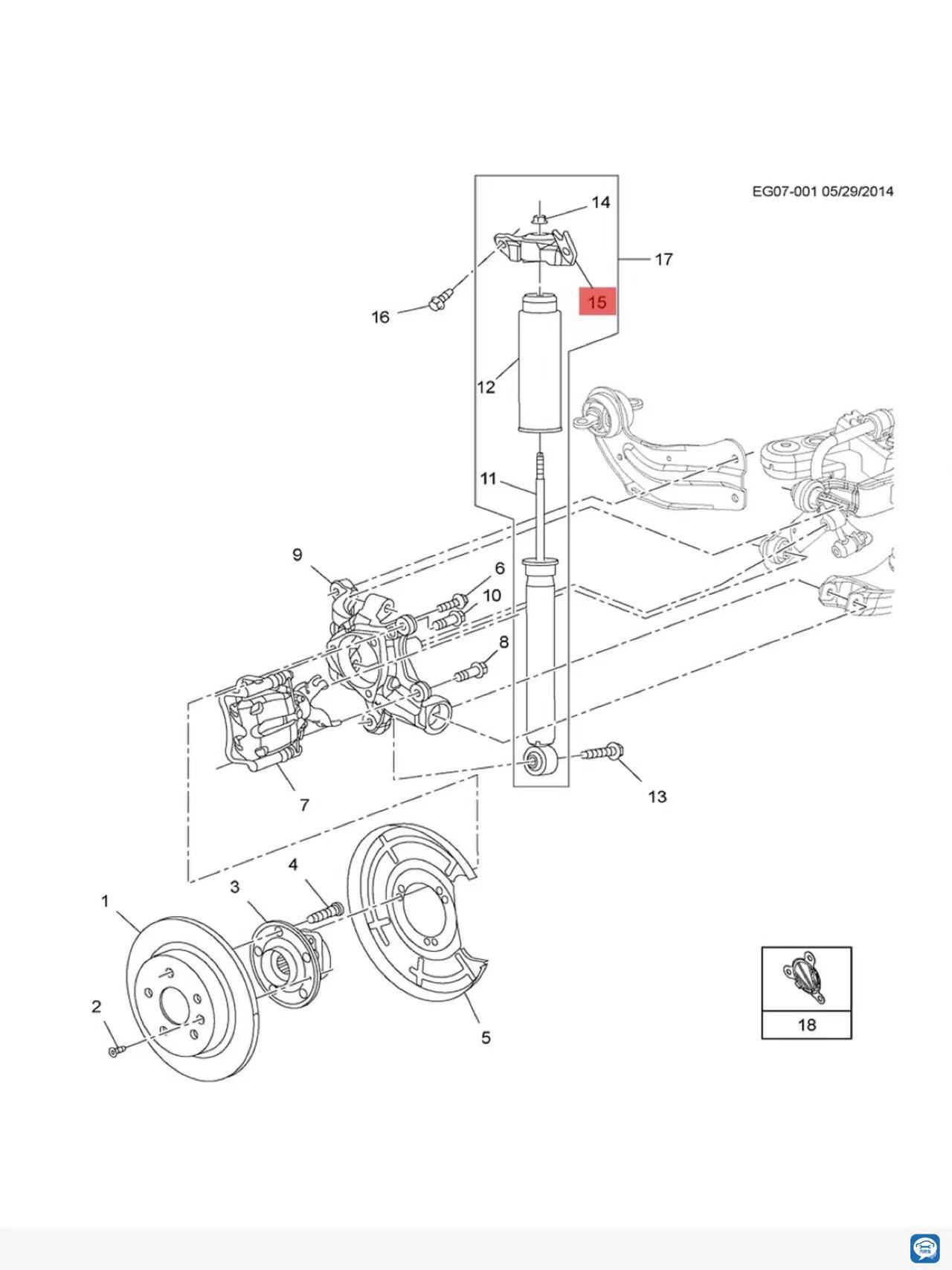 22834079 080适用于新君越 新君威 迈锐宝 后机顶盖 后减震器上座-阿里巴巴