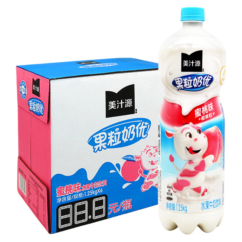 可口可乐美汁源果粒奶优+椰果粒1.25L*6瓶草莓蜜味水果饮品-阿里巴巴