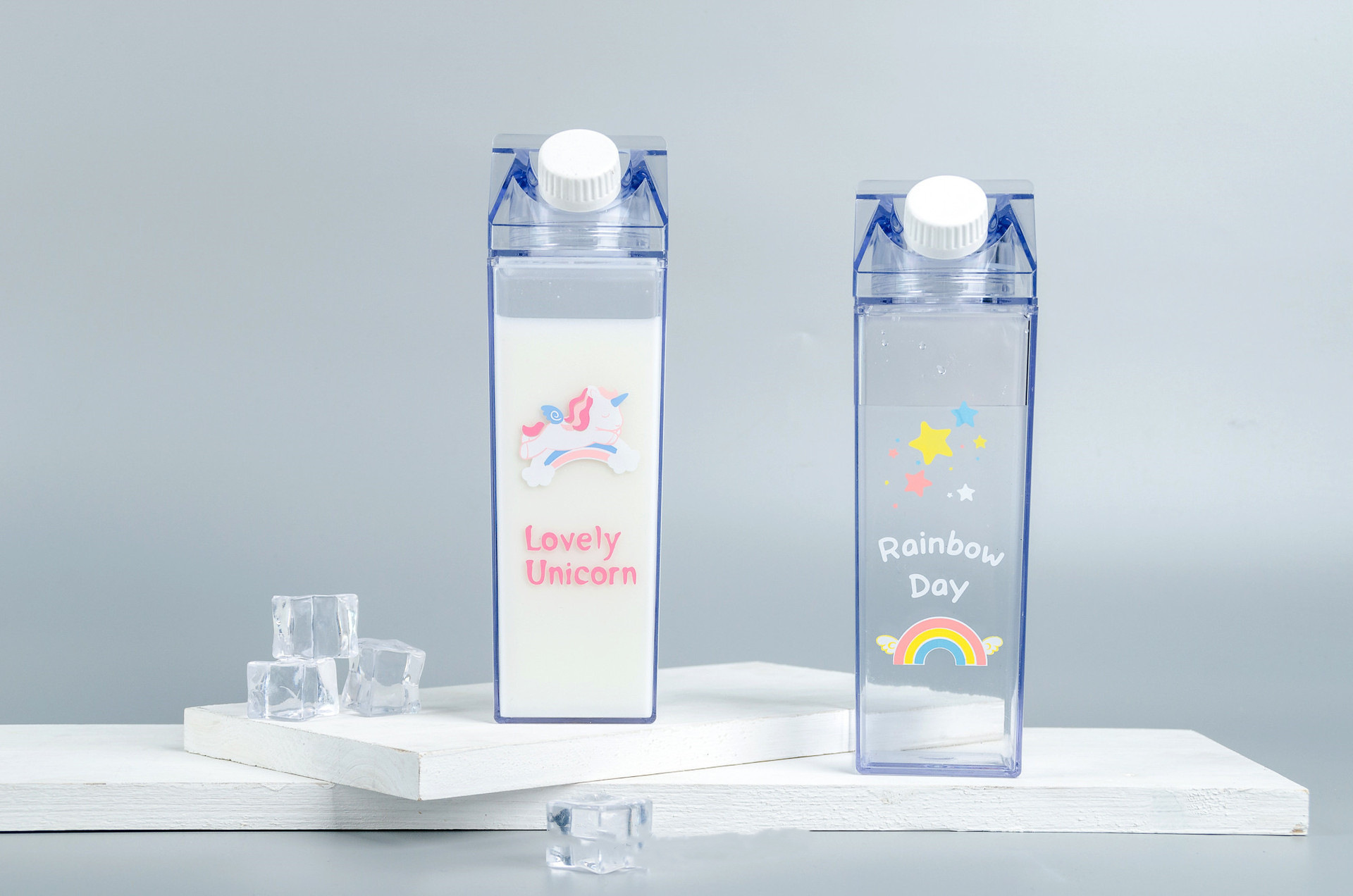 跨境亚马逊创意牛奶瓶1000ml塑料杯子1L牛奶杯透明PS塑料方形水杯-阿里巴巴