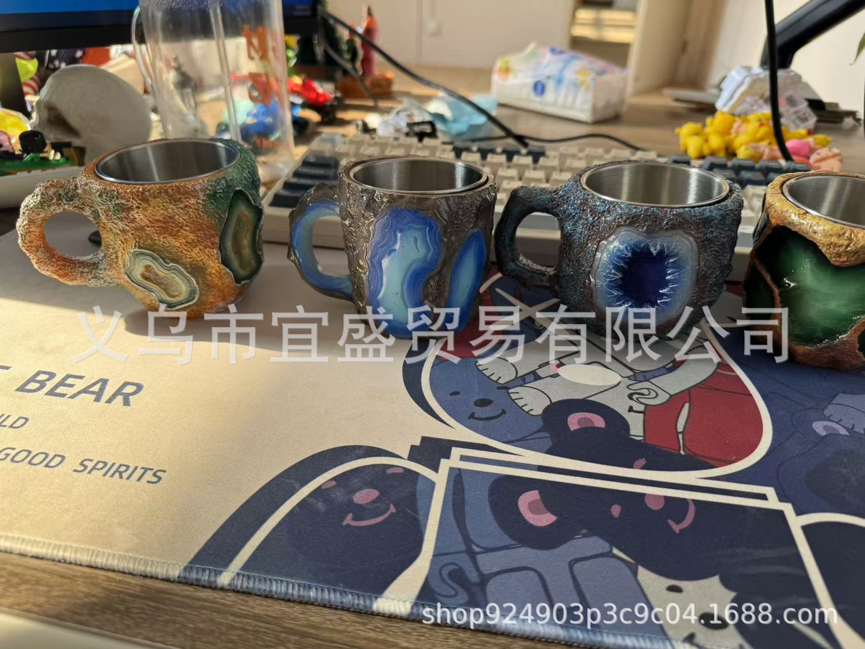 跨境Mineral Crystal Coffee Mugs树脂工艺品仿矿物水晶咖啡杯-阿里巴巴