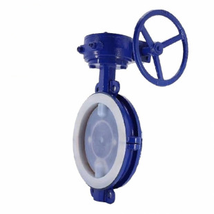 衬氟对夹蝶阀 D371F46-16C手动涡轮 耐酸防腐蝶阀衬氟蝶阀-阿里巴巴