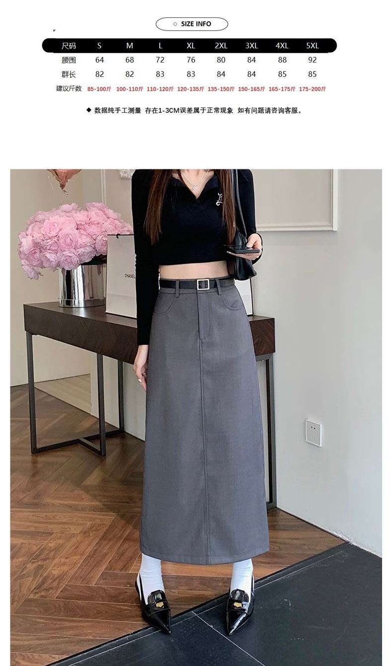 后开叉西装半身裙女春秋新款大码胖中长款高腰显瘦字长裙-阿里巴巴