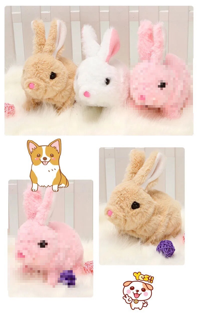 仿真兔子电动毛绒小兔子玩具儿童会叫宝宝宠物跳跳白兔生日礼物-阿里巴巴