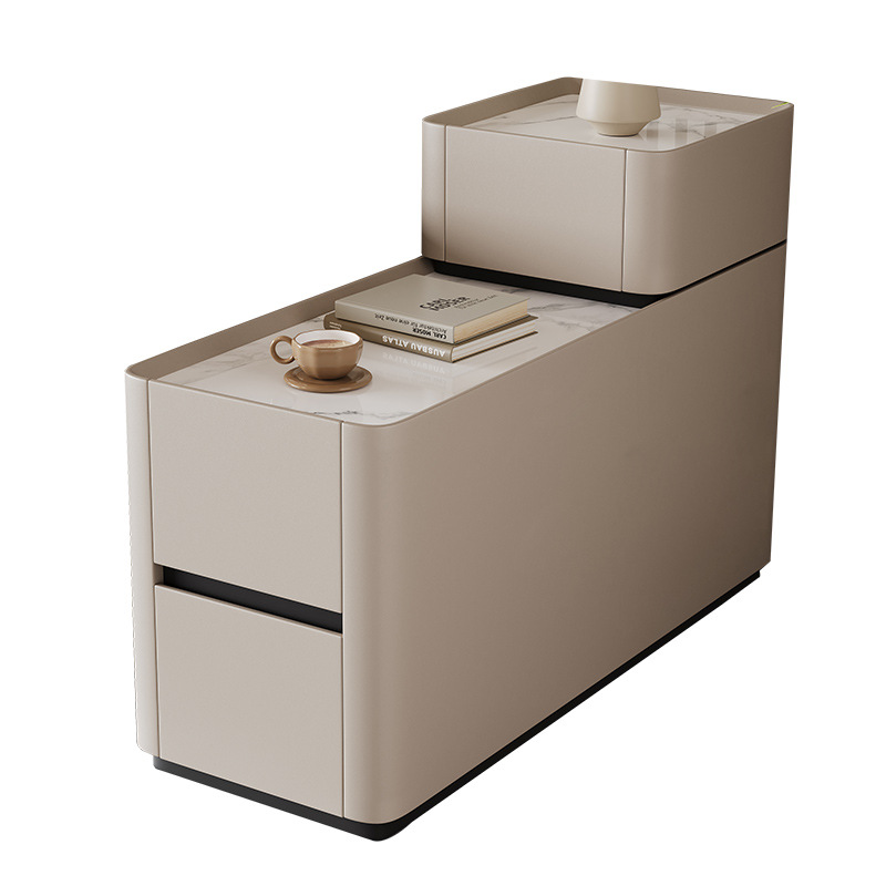 智能实木沙发边柜小户型客厅边几轻奢现代奶油风带音箱茶水储物柜-阿里巴巴