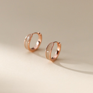 纳兰 S925纯银滴釉素圈光面耳扣韩系时尚简约ins风耳饰品M05087-阿里巴巴