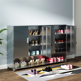 不锈钢鞋柜家用门口入户楼道走廊室外大容量多层收纳储物柜子带锁-阿里巴巴