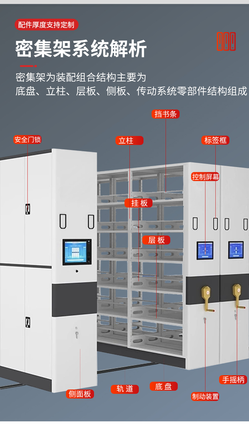 文件柜档案室资料凭证柜智能手摇密集柜移动轨道档案柜钢制密集架-阿里巴巴