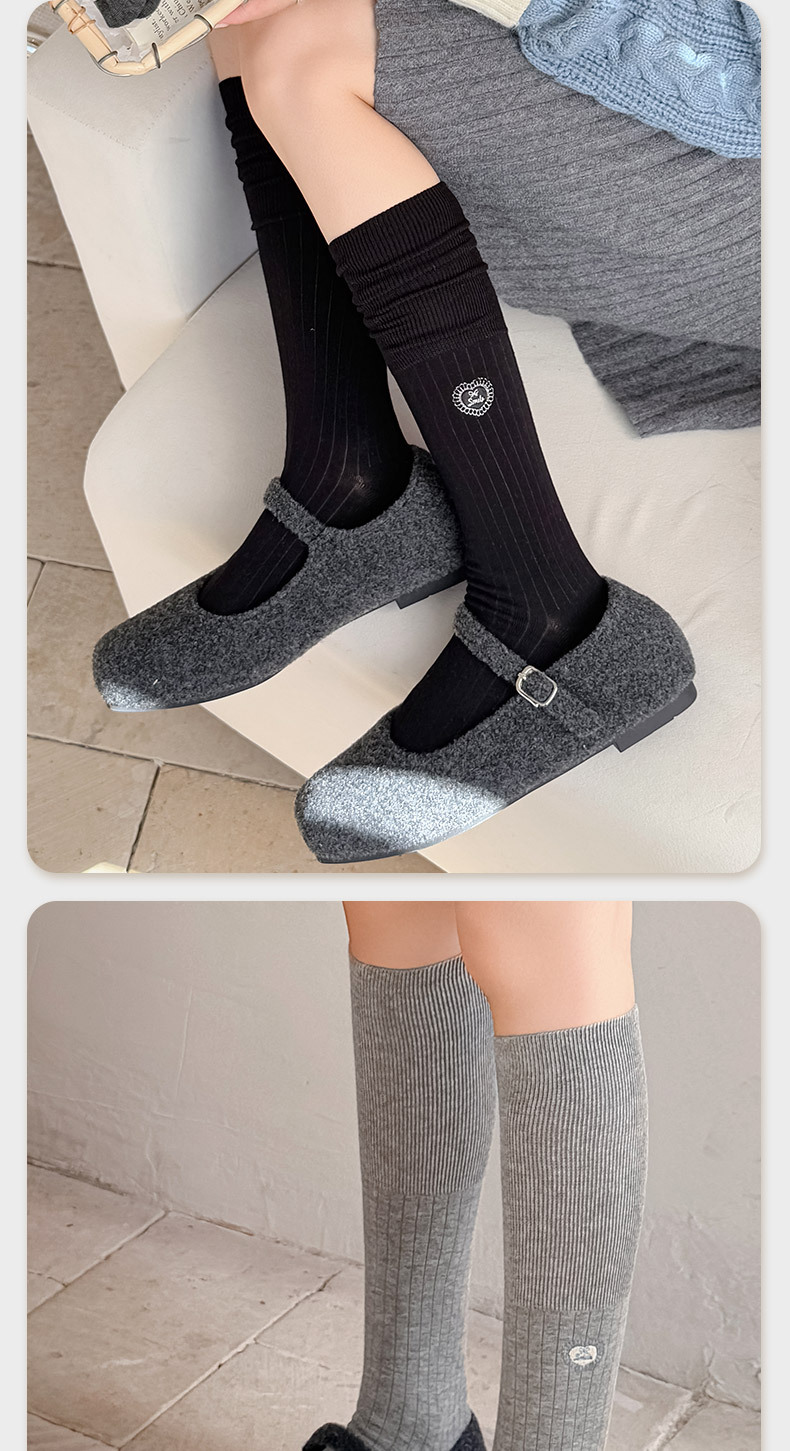 CHEEMYFREE秋冬新款爱心刺绣小腿堆堆女袜简约爱心秋冬保暖长筒袜-阿里巴巴