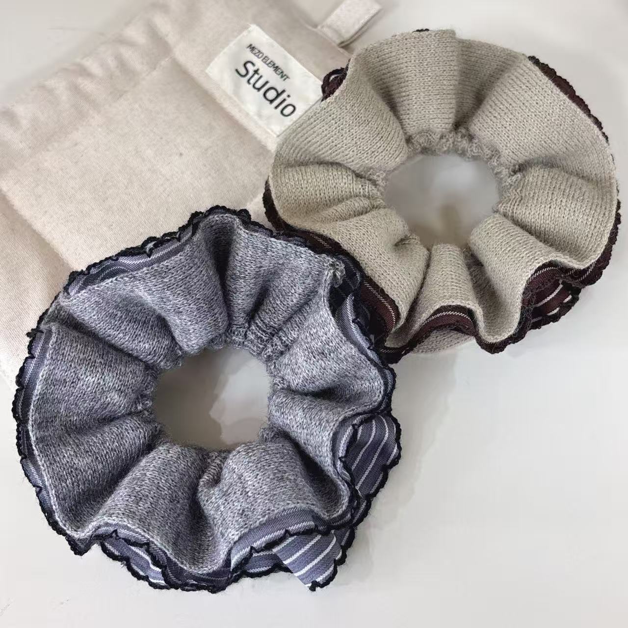 韩系针织拼条纹小蛮腰发圈女高级感小众高级感头绳丸子头洋气发绳-阿里巴巴