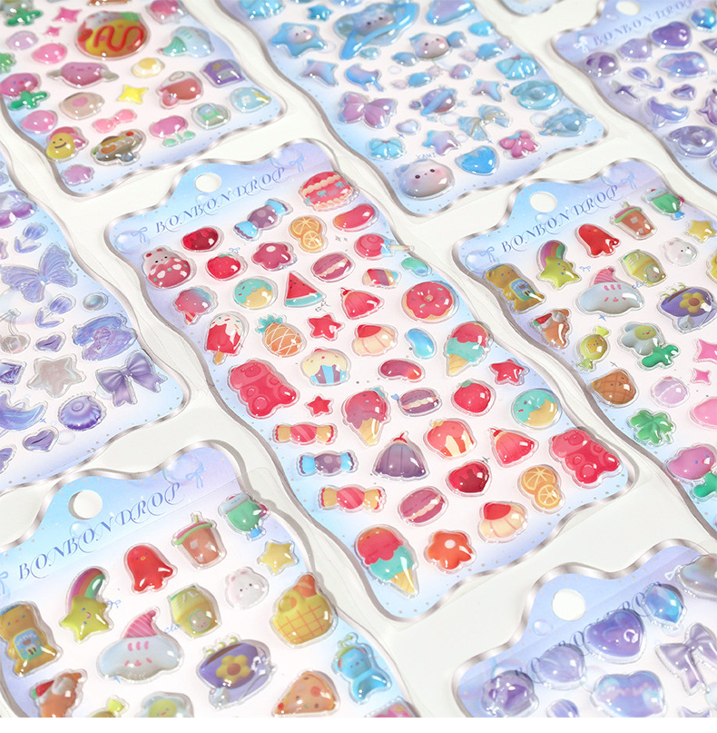 创意卡通立体浮雕贴纸3D儿童水晶钻石装饰素材贴画可爱浮趣味贴纸-阿里巴巴