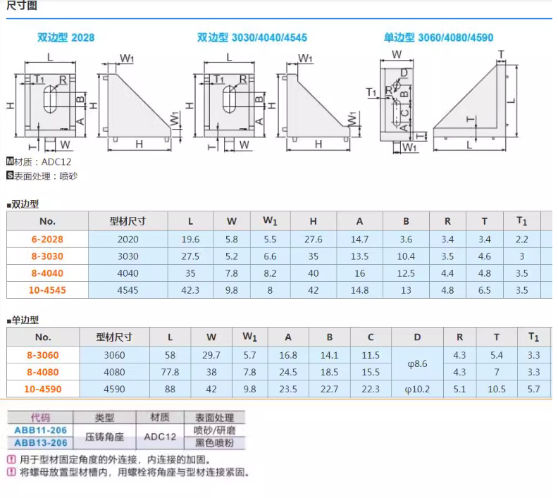 铝角码40系列铝角件压铸角座怡合达ABB11-G408-4040/4080/8080-阿里巴巴