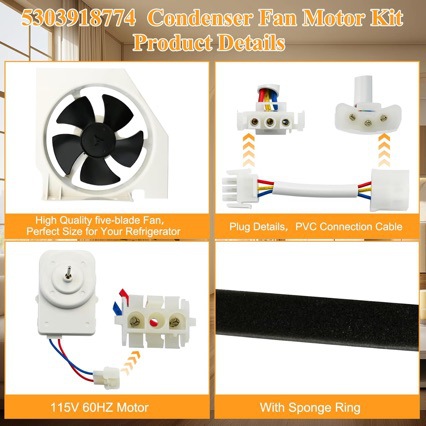 5304493604 适用克罗斯利冰箱 5303918774 冷凝风扇电机 120V-阿里巴巴