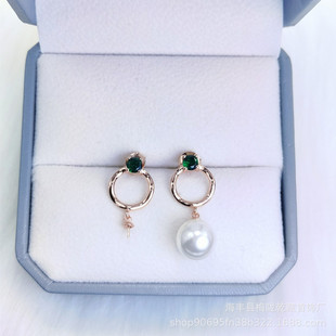 DIY珍珠配件S925纯银时尚微镶简约耳钉耳环耳饰8-10mm空托流苏-阿里巴巴