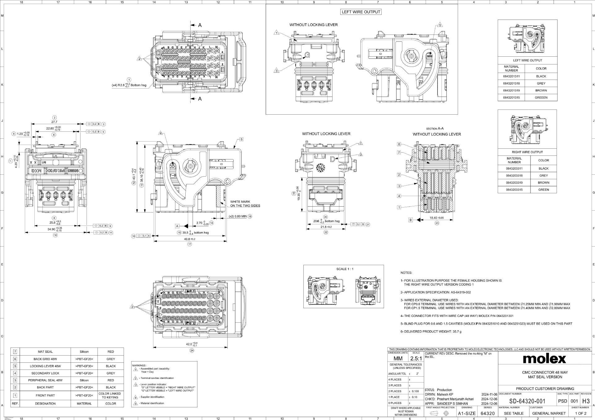 643201311 64320-1311 MOLEX/莫仕 0.635mm 48Pin CMC密封插座-阿里巴巴