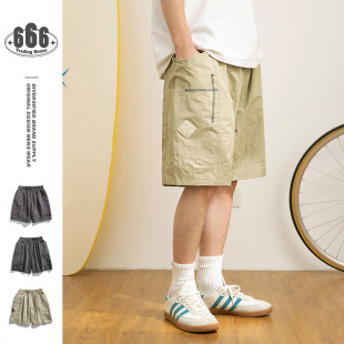 Orderliness夏季透气尼龙短裤男潮牌宽松山系复古工装五分裤DK238-阿里巴巴