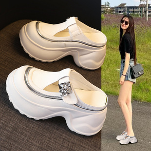 HS7780-18厚底增高9cm小个子包头拖鞋女2025夏季新款一脚蹬懒人鞋-阿里巴巴