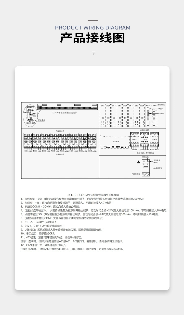 泰和安JB-QTL-TX3016A/TX3032A火灾报警控制器/消防联动控制主机-阿里巴巴