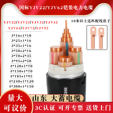 国标铜芯ZC-YJV22 3x25+1铠装电缆线4/5芯YJV23 16 25 35 50平方-阿里巴巴