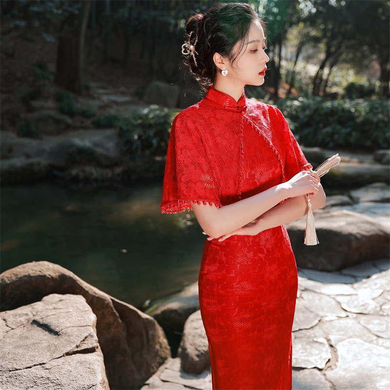 Chinese Dresses Qipao for women long cloak lace shawls cheongsam ...