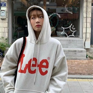 韩国潮牌Lee连帽卫衣高版本ins风百搭休闲男女帽衫宽松上衣情侣款-阿里巴巴