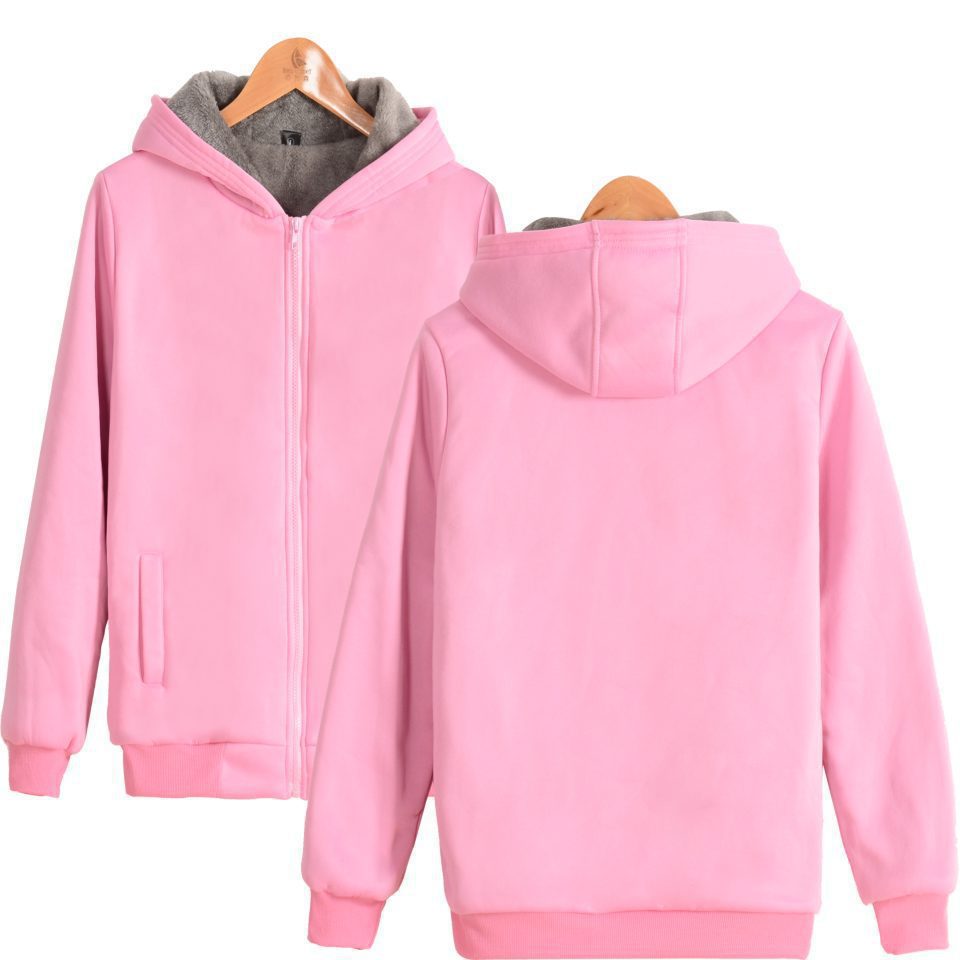 空白服男女式纯色 连帽加绒加厚卫衣 拉链棉服带帽卫衣-阿里巴巴