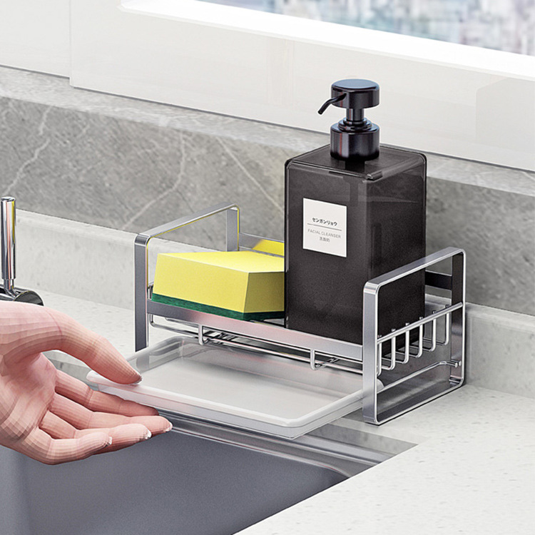 Stock 304 stainless steel upgrade kitchen sink sponge drain rack brush ...