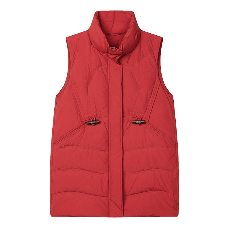 Casual plus size loose stand collar mid-length down vest 2023 Winter ...