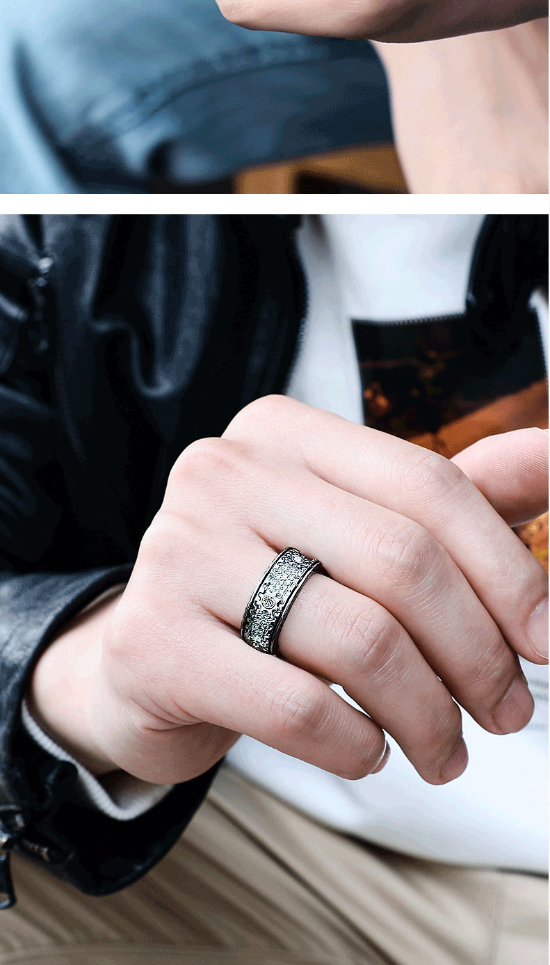 S925纯银CNC齿轮满钻转动戒指抖音同款情侣指环跨境机械旋转戒指-阿里巴巴