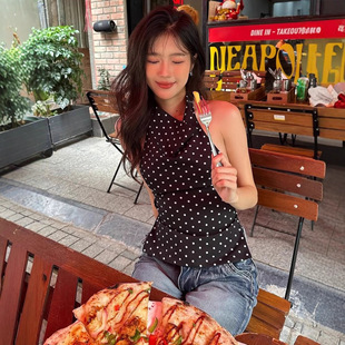 欧美女装2025夏季新款修身性感气质百搭辣妹露背无袖挂脖收腰上衣-阿里巴巴