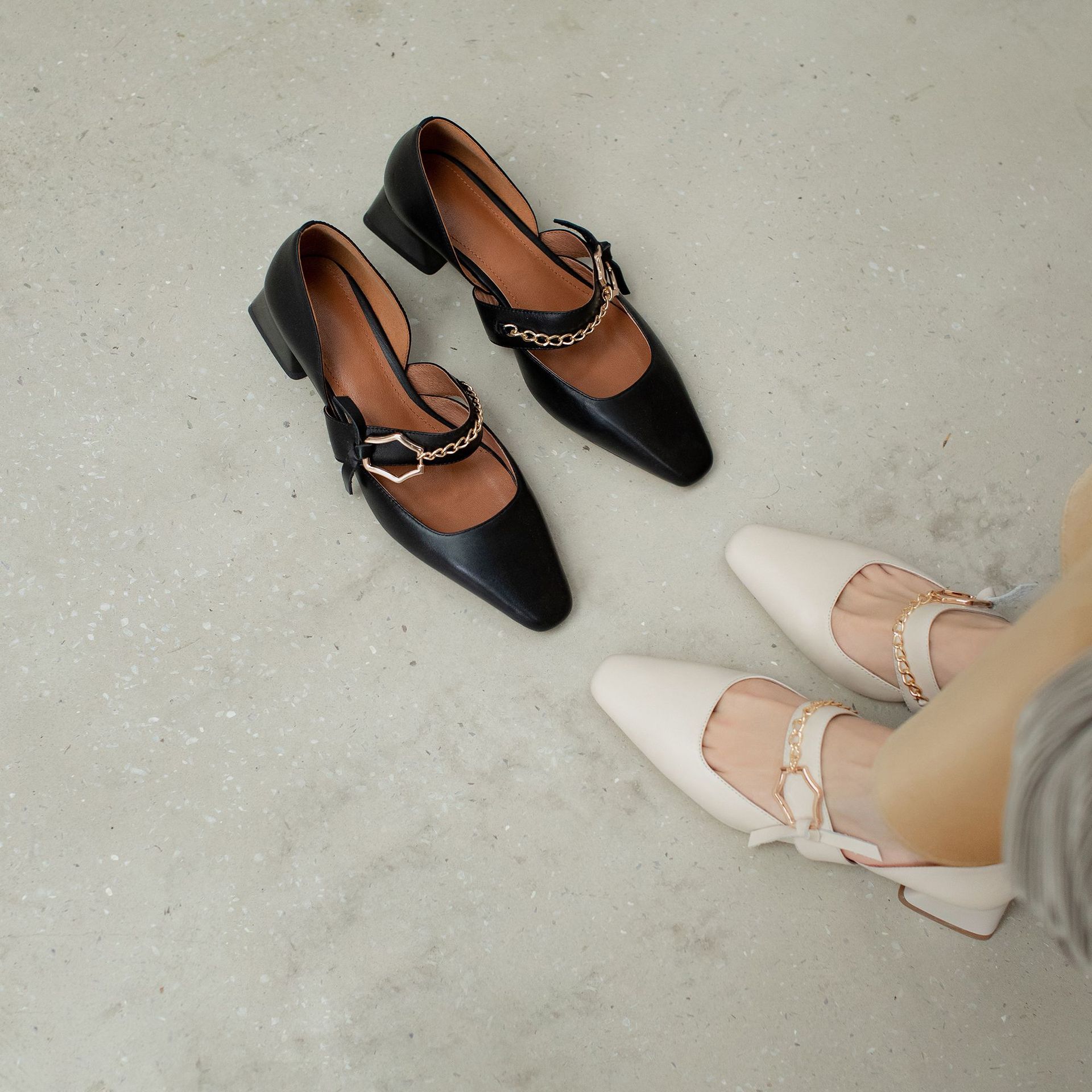Chiko Urit Square Toe Block Heels Pumps