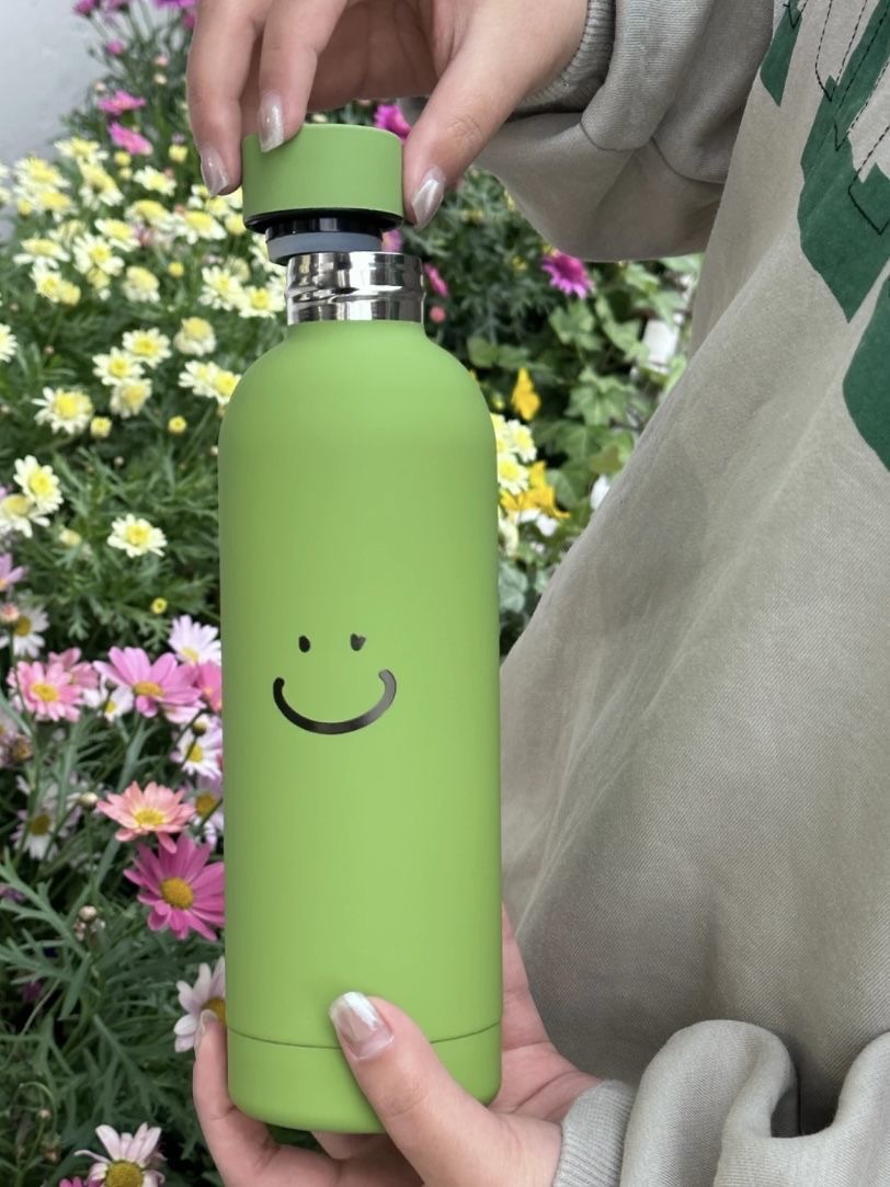 纯色简约笑脸保温杯小众学生保温杯创意磨砂质感表情休想水杯现货-阿里巴巴