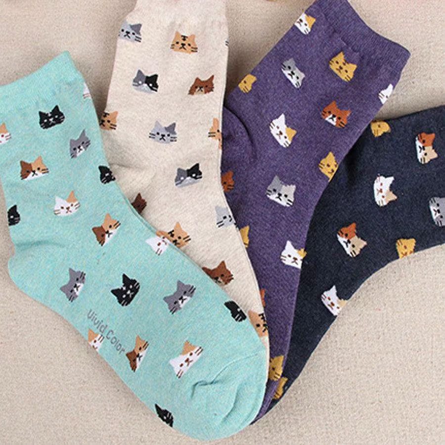 Autumn Women's Socks Cartoon Animal Cute Cat Sock for spring-阿里巴巴