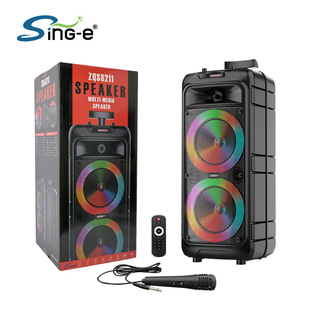 Sing-e ZQS8211带显示屏收音机蓝牙音响重低音无线蓝牙双8寸音箱-阿里巴巴