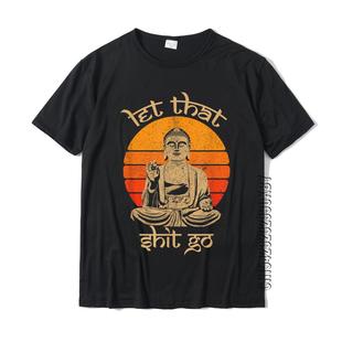 Funny Let That Shit Go Buddha Shirt Cotton Casual Tops Shirt-阿里巴巴