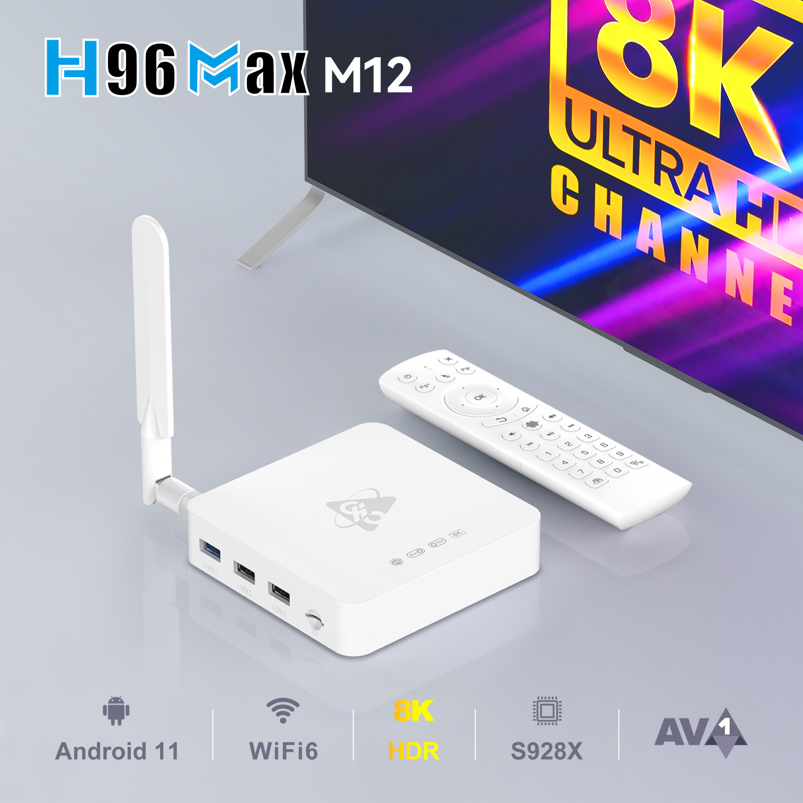 H96MAX M12电视机顶盒Android 11.0电视盒8K高清wifi6 tv box跨境-阿里巴巴