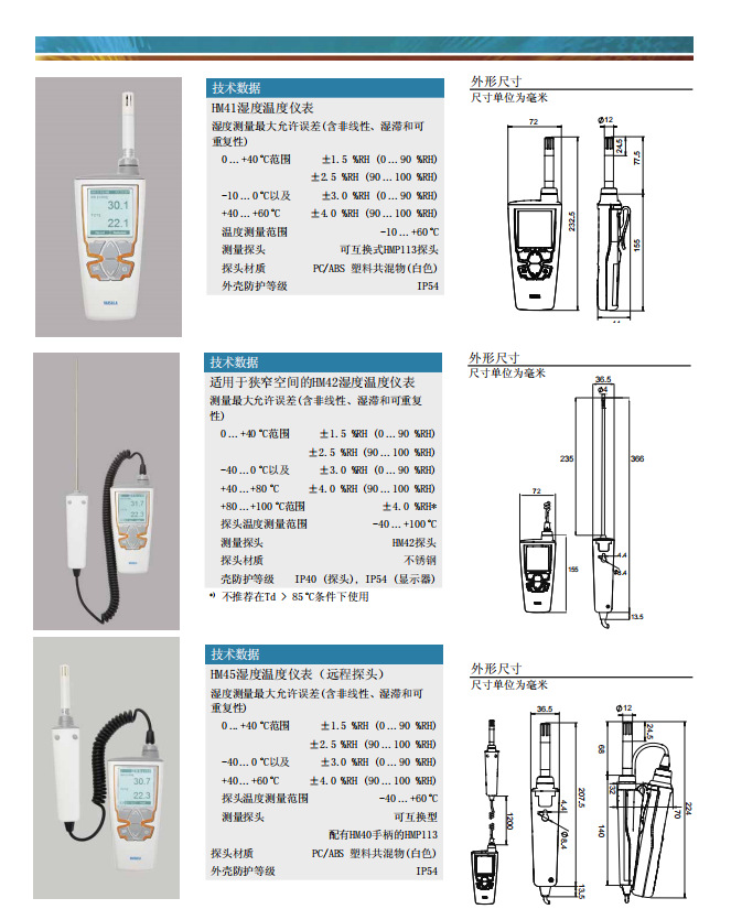 维萨拉手持式测温表HM40温湿度传感器空气温度变送器HM41/45 包邮-阿里巴巴