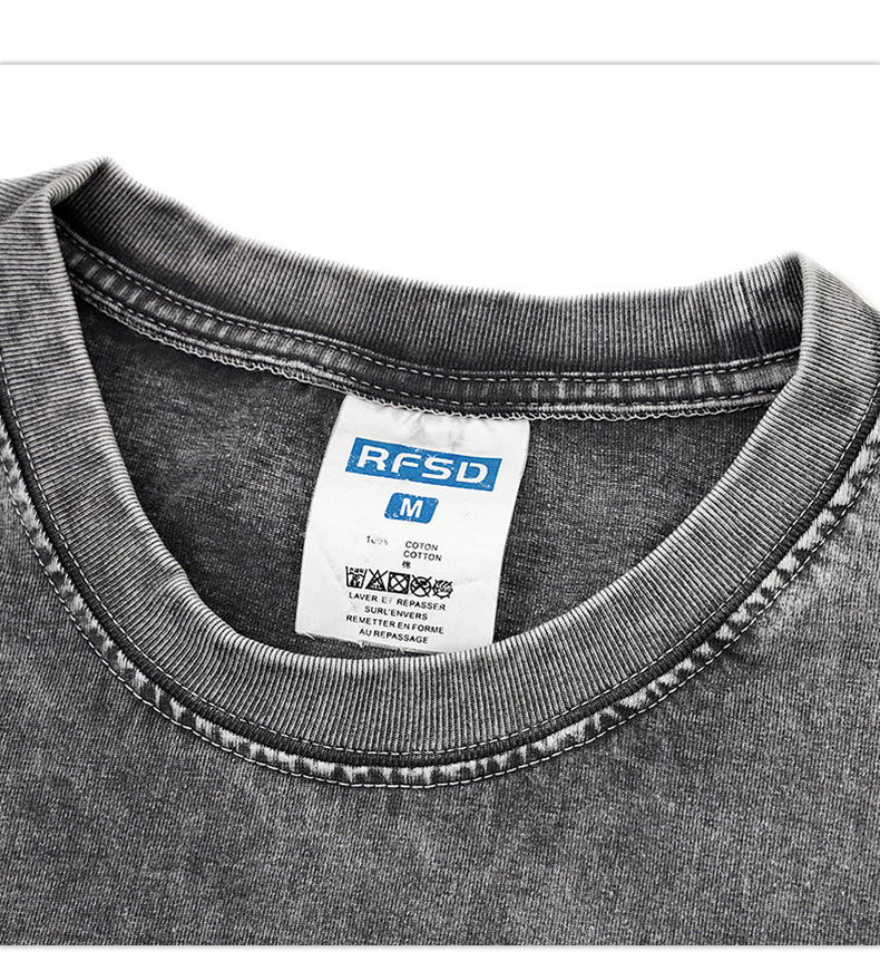 RFSD男装|纯棉285G重工水洗蜡染圆领短袖美式复古重磅潮牌T恤男-阿里巴巴