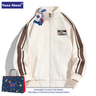 NASA条纹卫衣外套男女款春秋季新款潮牌冬季立领夹棉夹克上衣美式-阿里巴巴