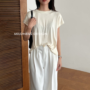 MILDNESS DESIGN F3017#简约圆领宽松百搭舒适面膜短袖T恤女-阿里巴巴