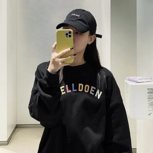 WE11DONE TRACK彩色字母印花小众潮牌美式加绒宽松情侣圆领卫衣女-阿里巴巴