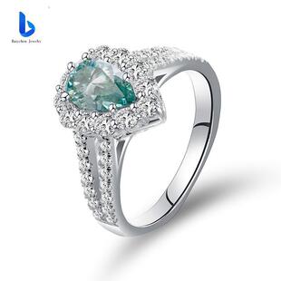 新品荷鲁斯湖水蓝水滴梨形5*8mm1ct+0.74ct全莫桑石s925银镀18k金-阿里巴巴