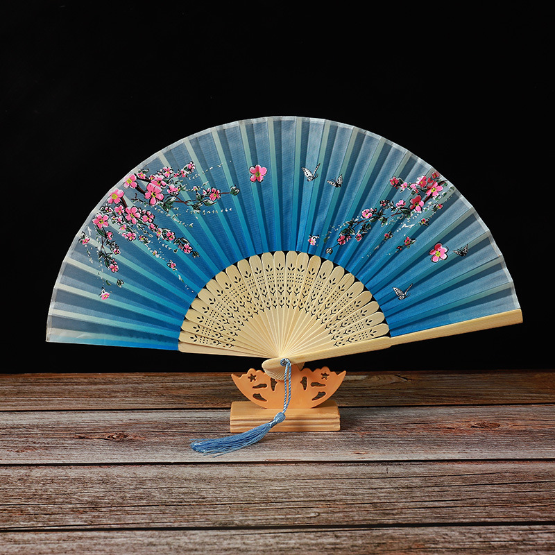bamboo qualitative two antique green folding fan smiled fan children ...