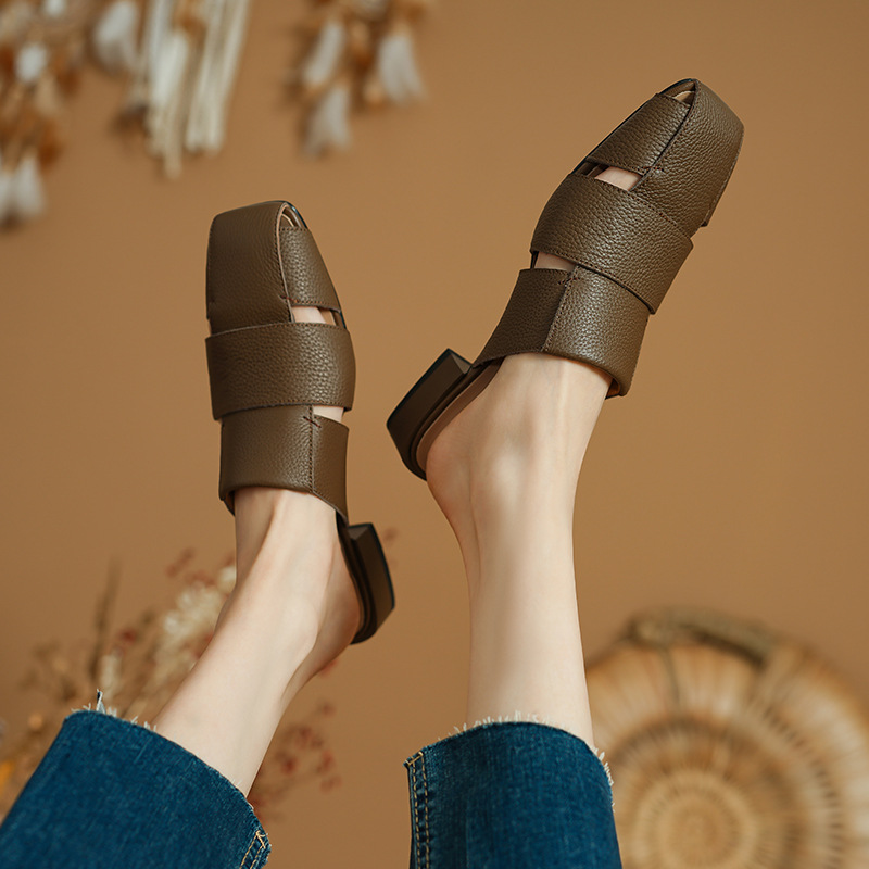 CHIKO Xesca Square Toe Block Heels Clogs/Mules Shoes