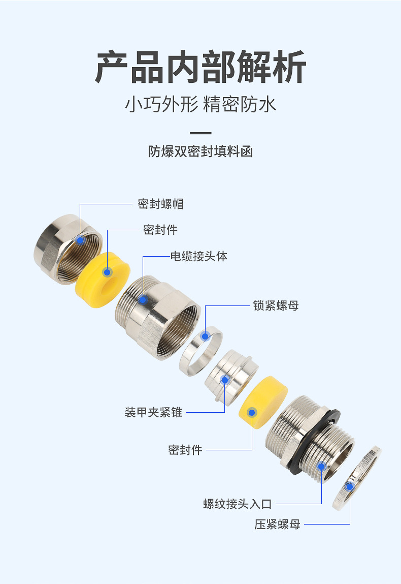 BDM-G金属防爆双密封铠装格兰头填料函黄铜镀镍电缆夹紧防水接头-阿里巴巴