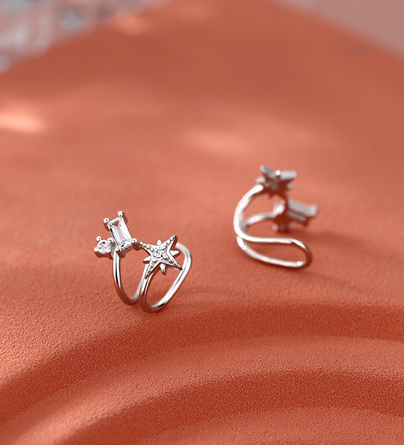 镶钻六芒星耳夹2025年新款潮设计感闪耀星芒星星无耳洞耳骨夹耳环-阿里巴巴