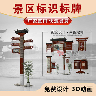 景区标识牌仿木纹公园户外指示牌宣传栏景观导视系统商场精神堡垒-阿里巴巴