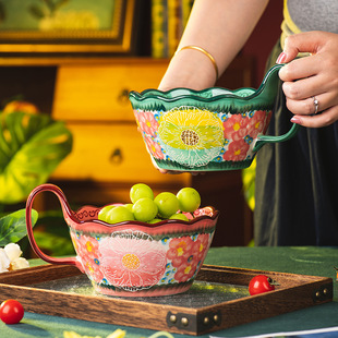 绿影碗陶瓷中古风餐具家用泡面碗汤碗饭碗个人专用高颜值大碗新款-阿里巴巴