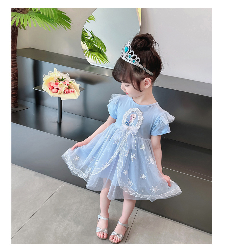 夏季女童公主连衣裙新款花边艾莎短袖公主裙童装衣服儿童服装夏 阿里巴巴 1932