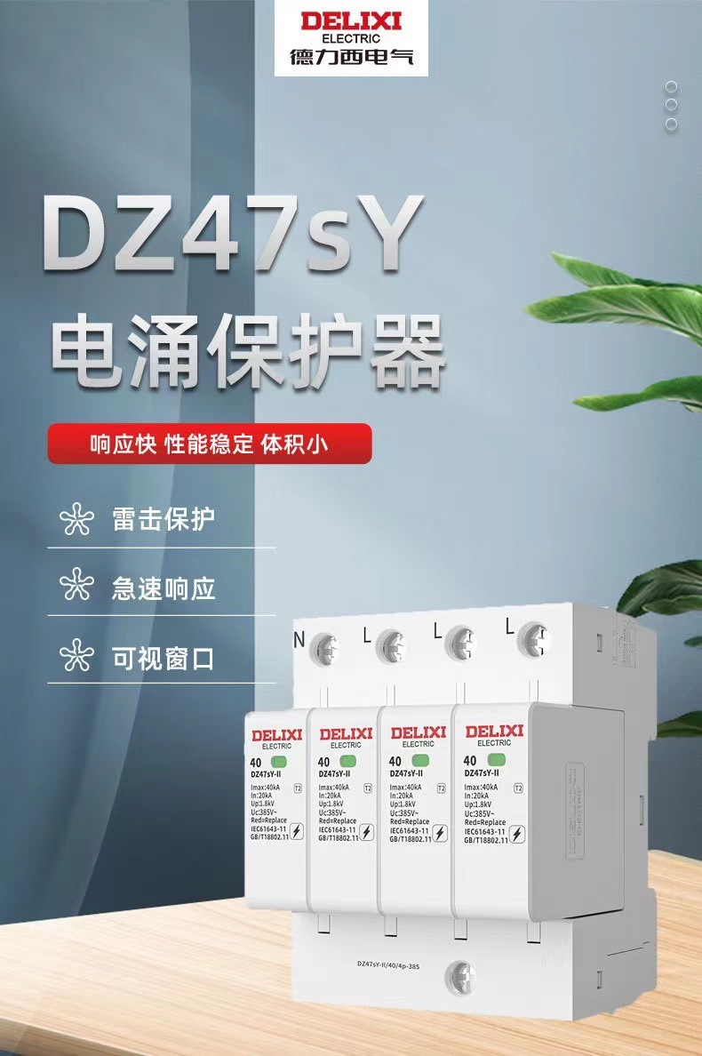 德力西浪涌保护器DZ47sY-II家用楼层电涌保护器 写字楼防雷过载保-阿里巴巴