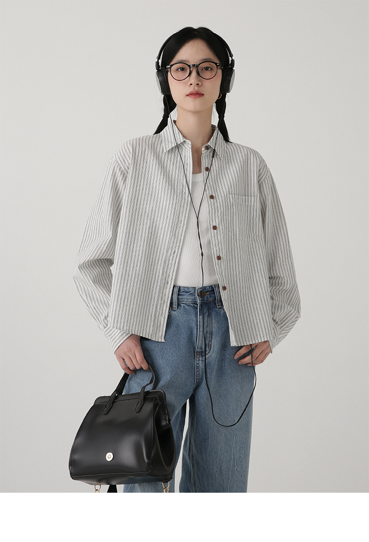 春季新款经典复古条纹衬衫女长袖上衣薄外套早春-阿里巴巴